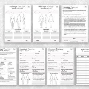 Massage Therapy Business Forms Templates Intake Form Medical History ...