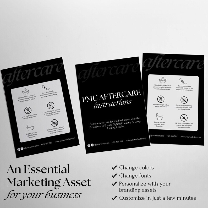 PMU Aftercare Card Template: Microblading & Lip Blushing Instructions ...