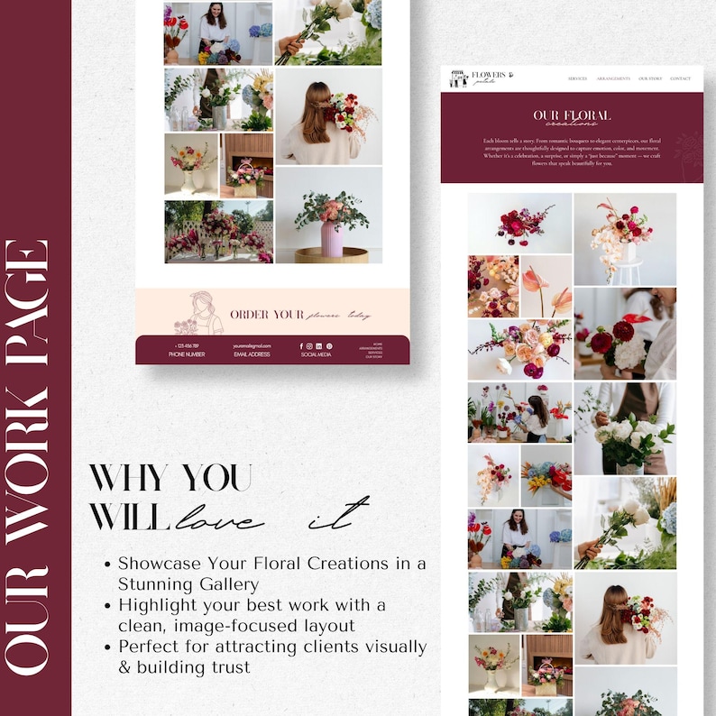 Florist Canva Website Template | Flower Shop Website | Wedding Florist ...