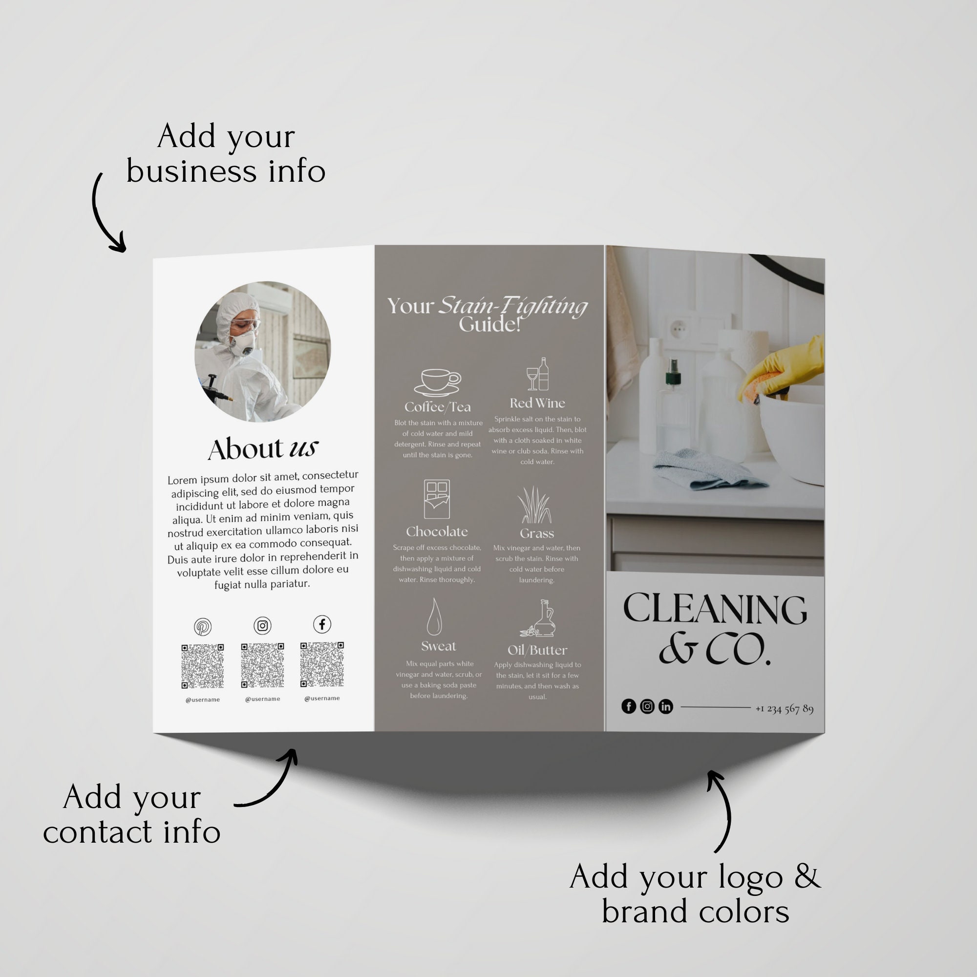 Cleaning Business Trifold Brochure Template: Modern Marketing (digital ...