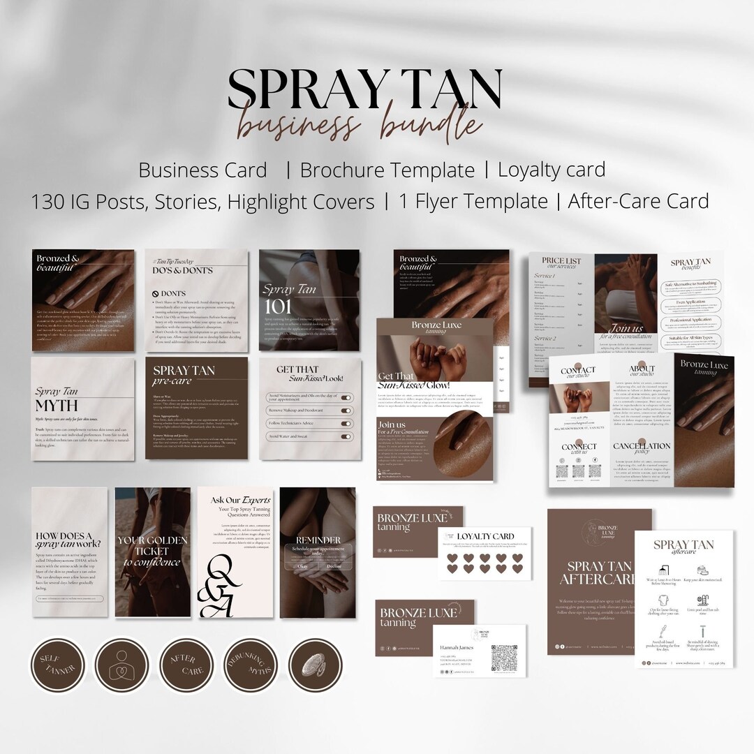 Spray Tan Business Bundle: Social Media & Marketing Templates (digital ...