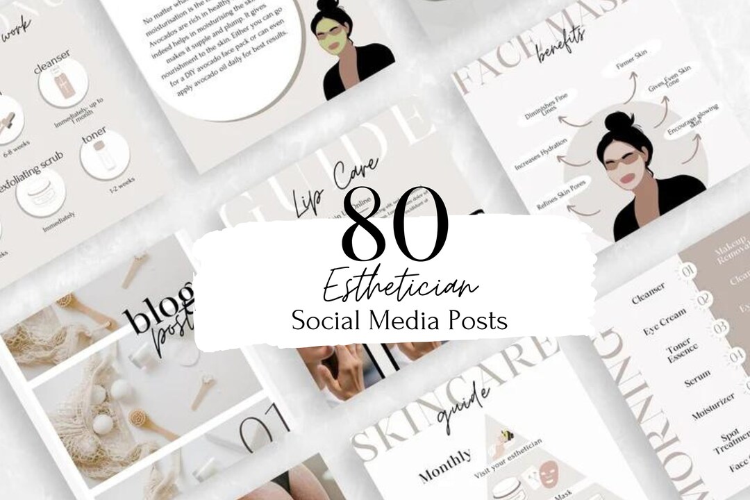 Skincare Instagram Posts Esthetician Social Media Templates Bundle ...