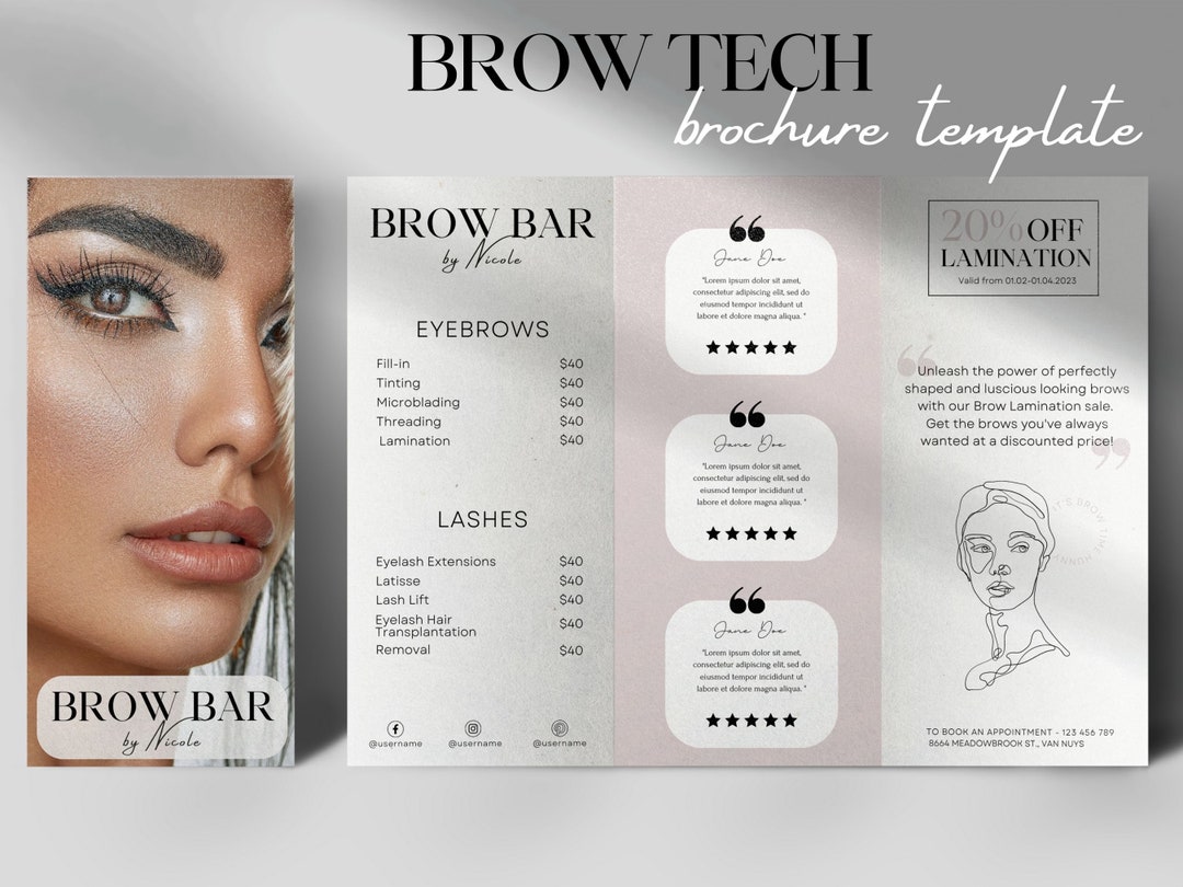 Brow Tech Brochure Template | Brow Artists Brochure Design | Eyebrow ...