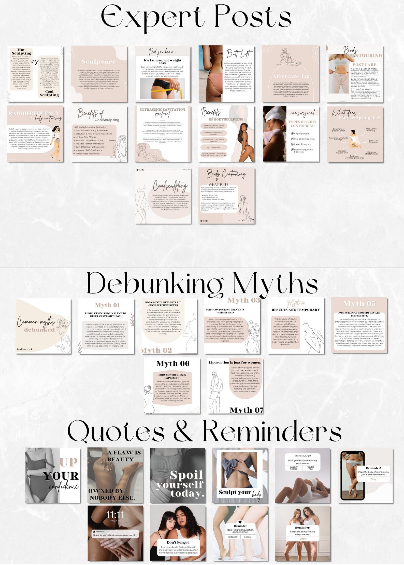 Body Contouring Editable Templates | Beauty Marketing Bundle ...