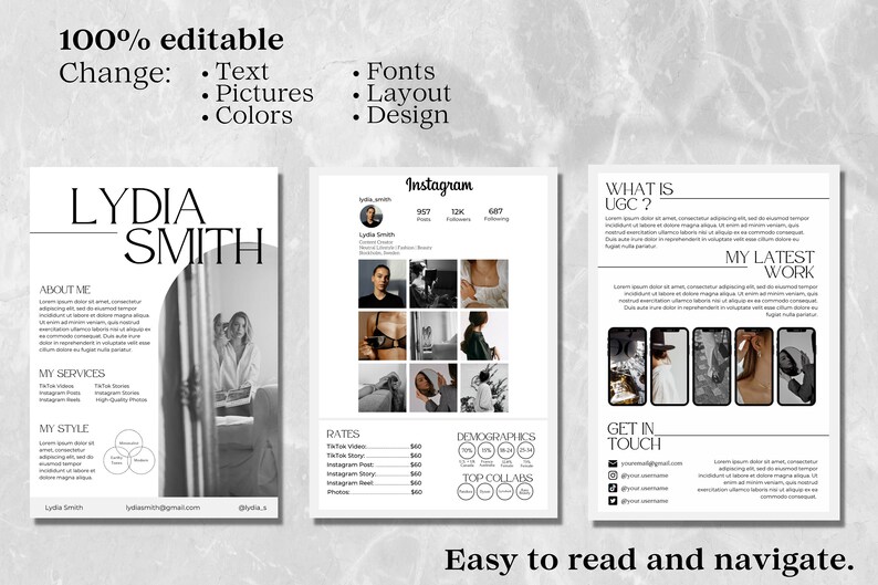 UGC Creator Portfolio Template User Generated Content Media - Etsy