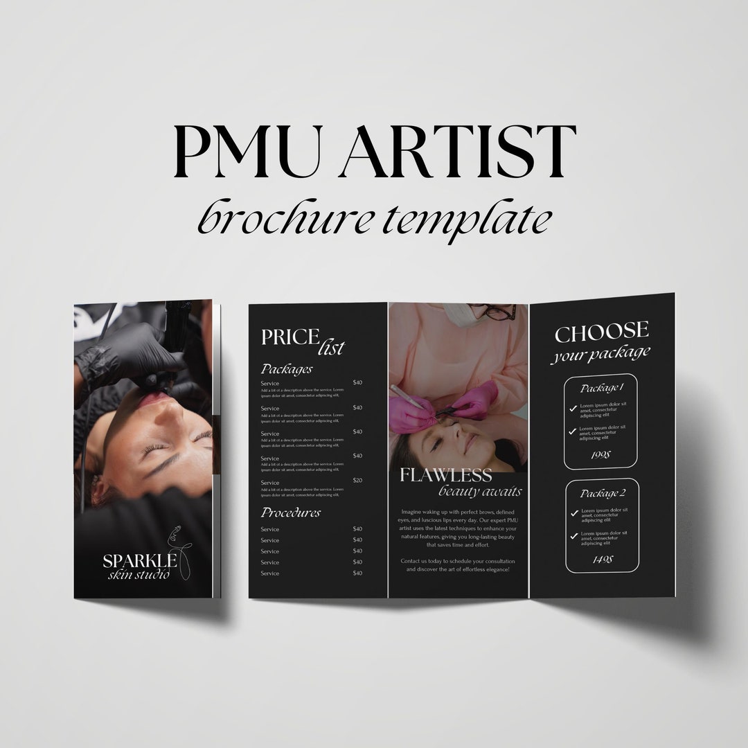 PMU Artist Trifold Brochure Template | Permanent Makeup Flyer | PMU ...