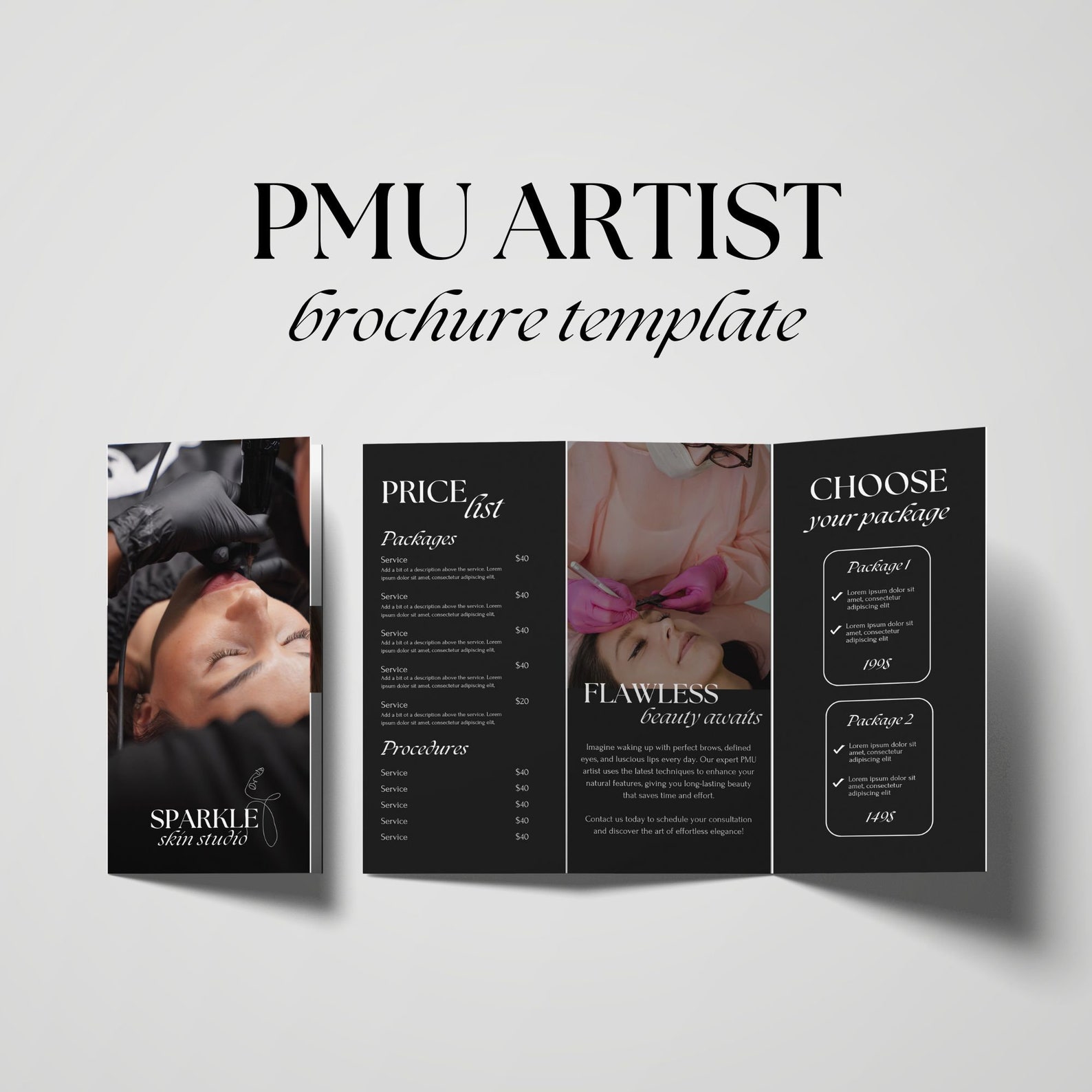 PMU Artist Trifold Brochure Template | Permanent Makeup Flyer | PMU ...
