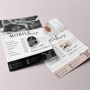 Mobile Massage Flyer Template: Customizable Business Printables - Etsy
