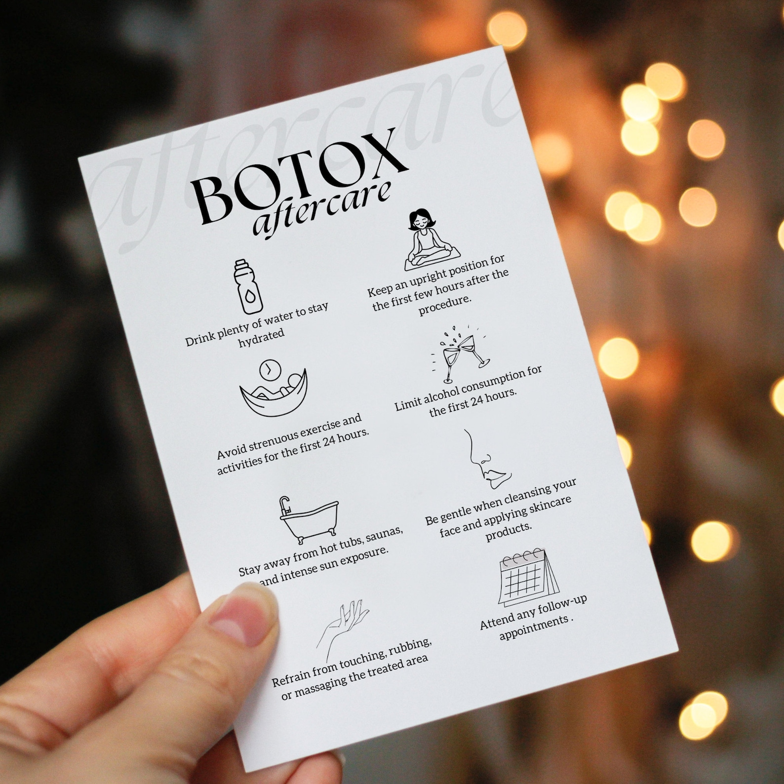 Botox Aftercare Card Template Filler Aftercare Card Esthetician Care ...