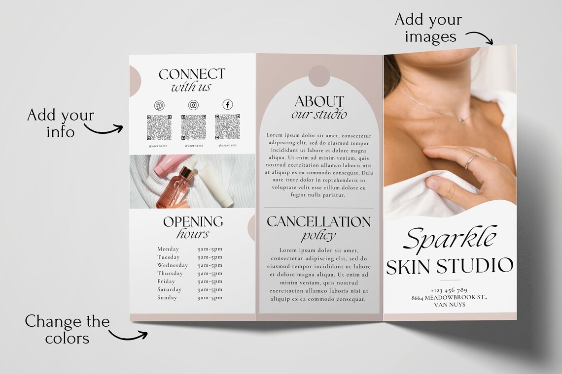Esthetician Trifold Brochure Template Esthetician (Instant Download) - Etsy