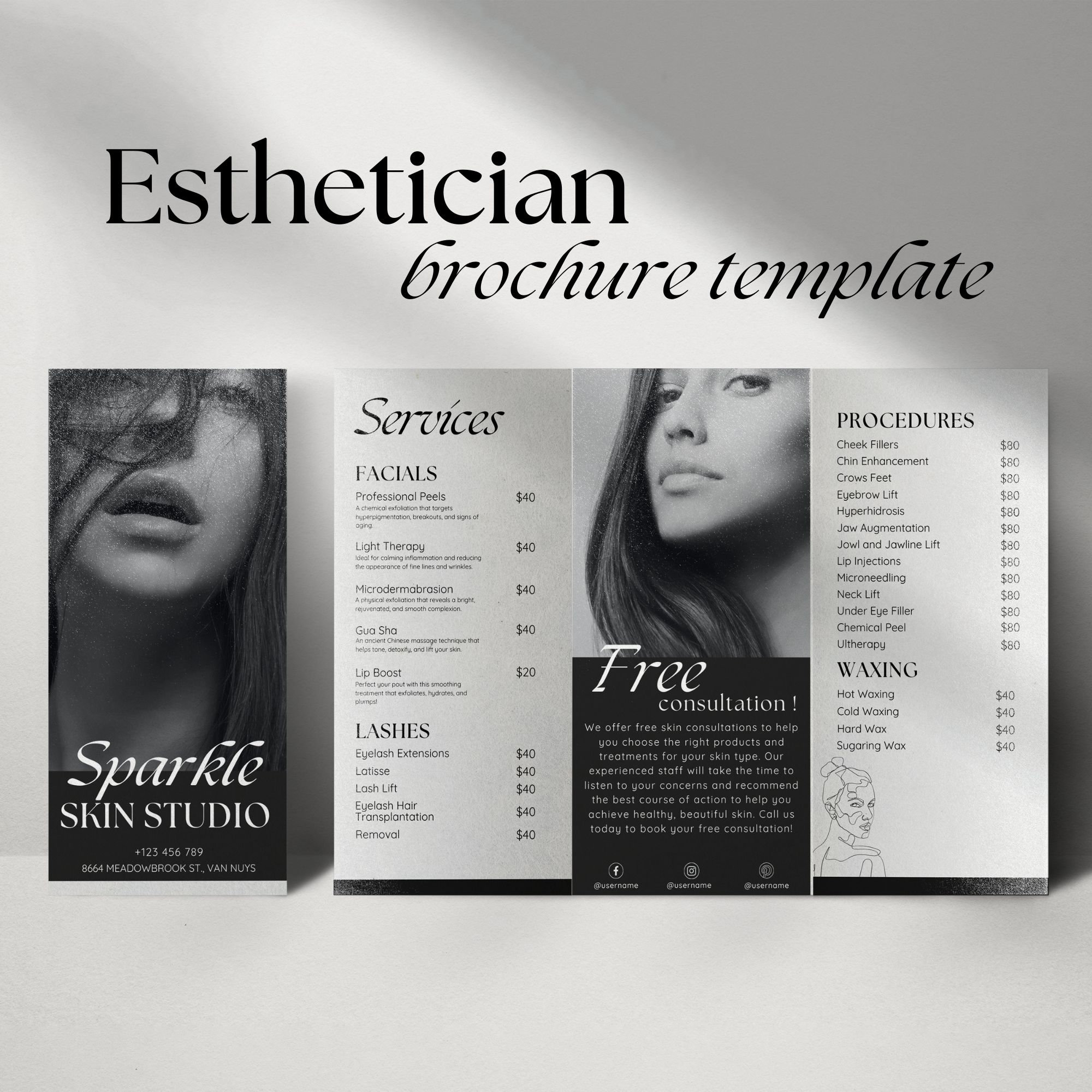 Esthetician Trifold Brochure Template | Beauty Salon Flyer | Spa Menu ...