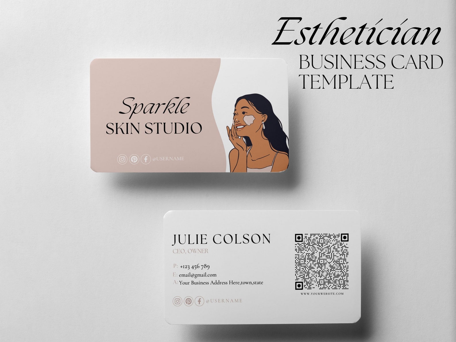 Esthetician Business Card Template Beauty Business Card QR Code ...