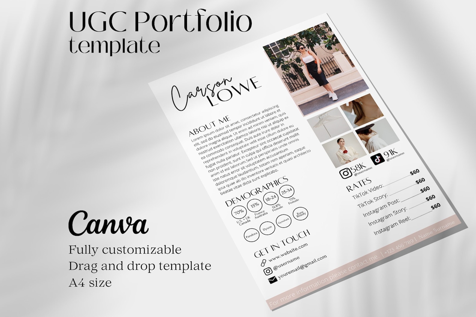 UGC Portfolio Canva Template: Content Creator Media Kit (digital ...