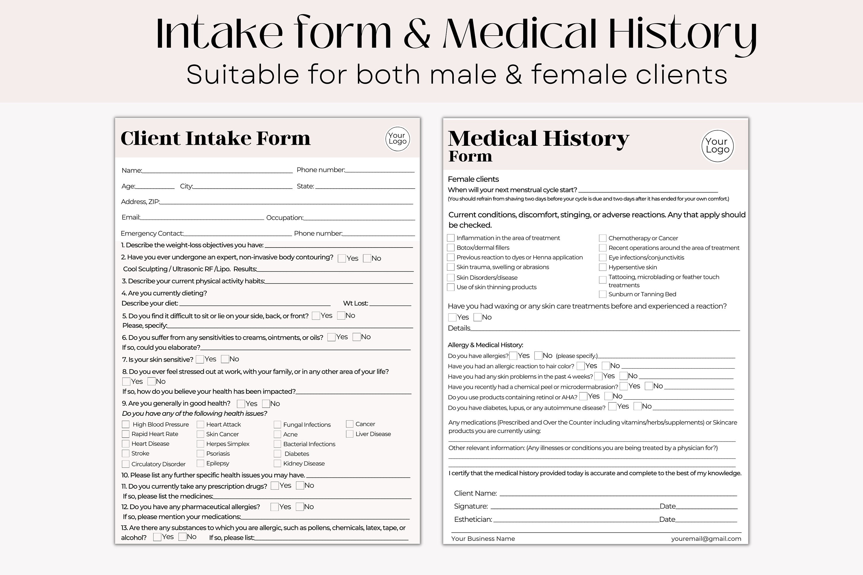 Body Sculpting Business Forms: Intake, Consent, & Policy Templates ...