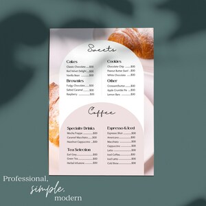 Bakery Menu Template: Customizable Pastry & Coffee Shop Design (A4) - Etsy