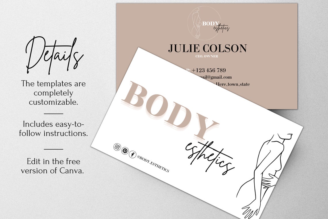 Body Sculpting Business Card Template Body Contouring Card - Etsy Canada