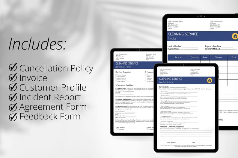 Cleaning Business Forms Templates Cleaning Service Documents Cleaning ...
