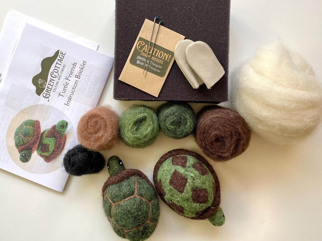 Beginner Needle Felting Kit - Make Your Own Turtles! - DIY Craft Kit ...