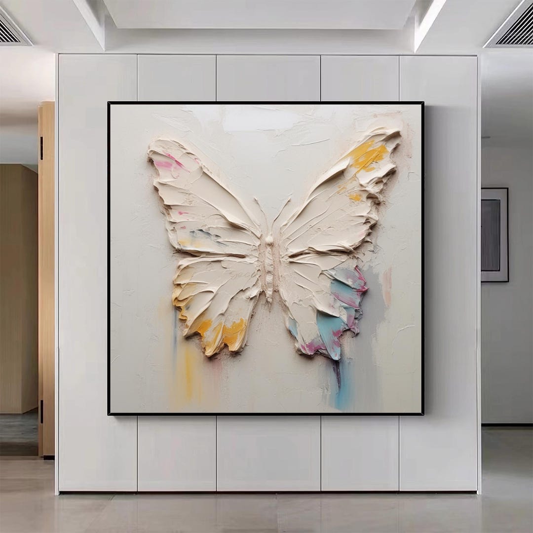 Large 3D Textured Butterfly Painting Butterfly Canvas Painting Texture ...