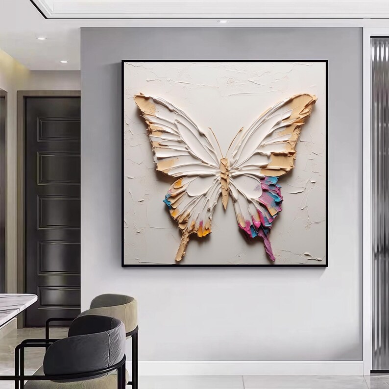 Large Texture Butterfly Painting Colorful Butterfly Texture Art ...