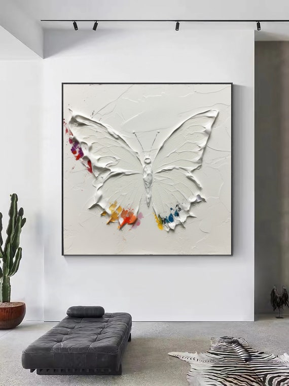 White Butterfly Oil Painting