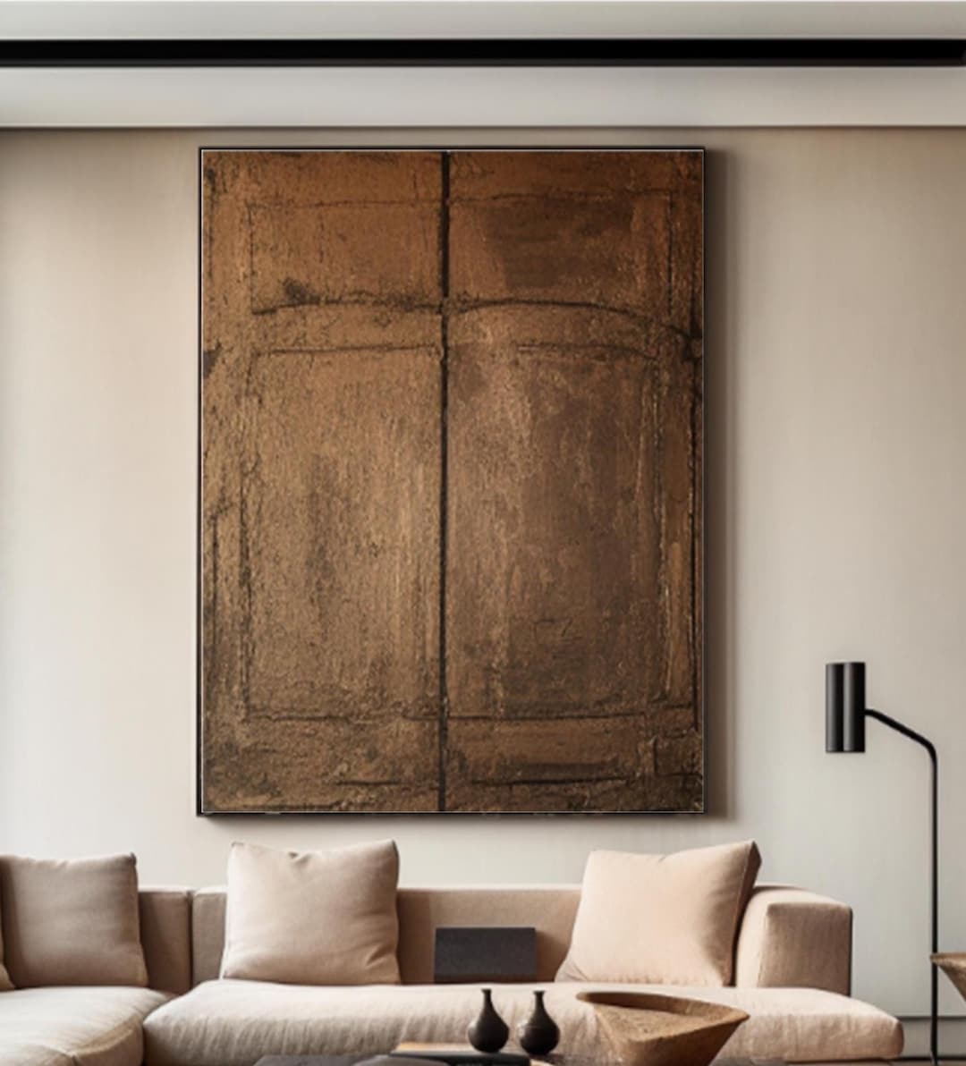 Dark Brown Abstract Painting: 3D Texture, Minimalist Modern Wall Art - Etsy