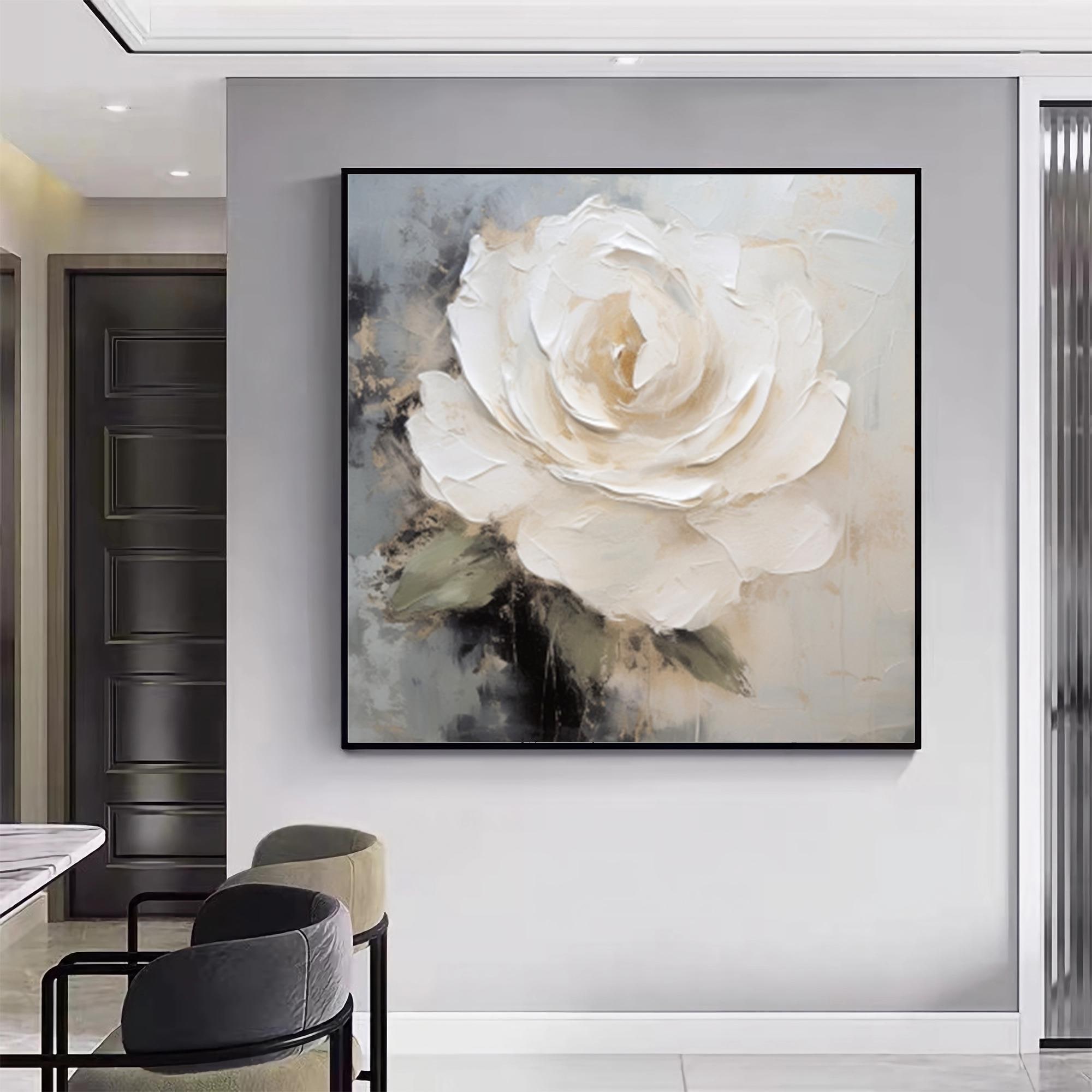 Flower Texture Wall Painting Flower Texture Art White Floral Painting ...