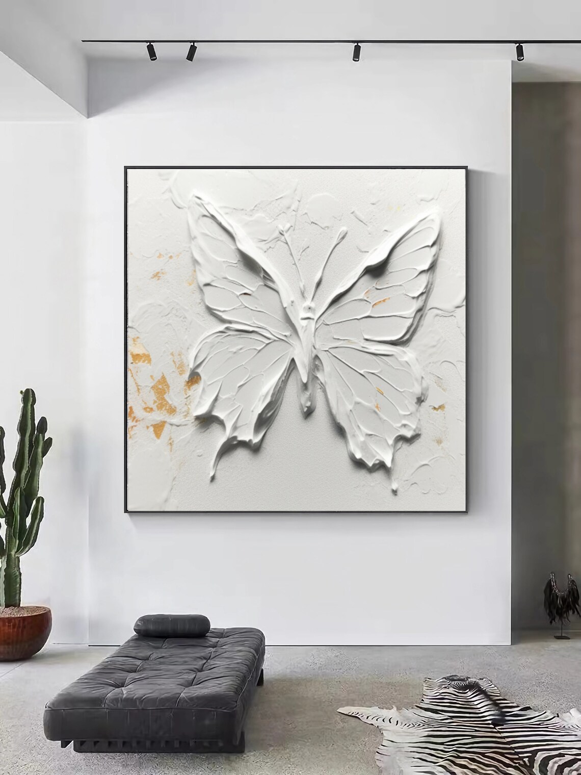 Original White Butterfly Painting on Canvas 3D Textured Wall Art ...