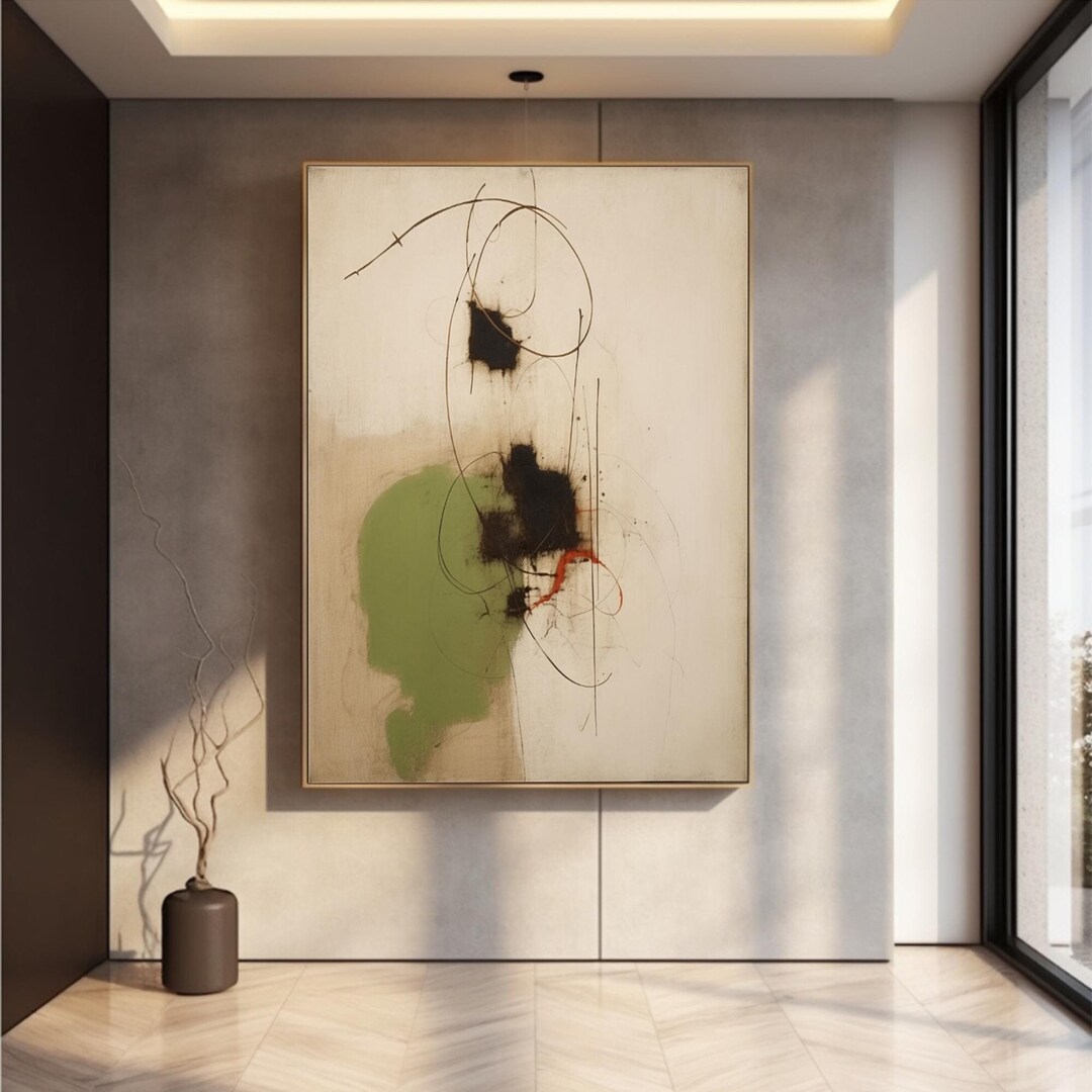 Olive Green Wall Art Green Painting Green Minimalist Wall Painting Dark ...