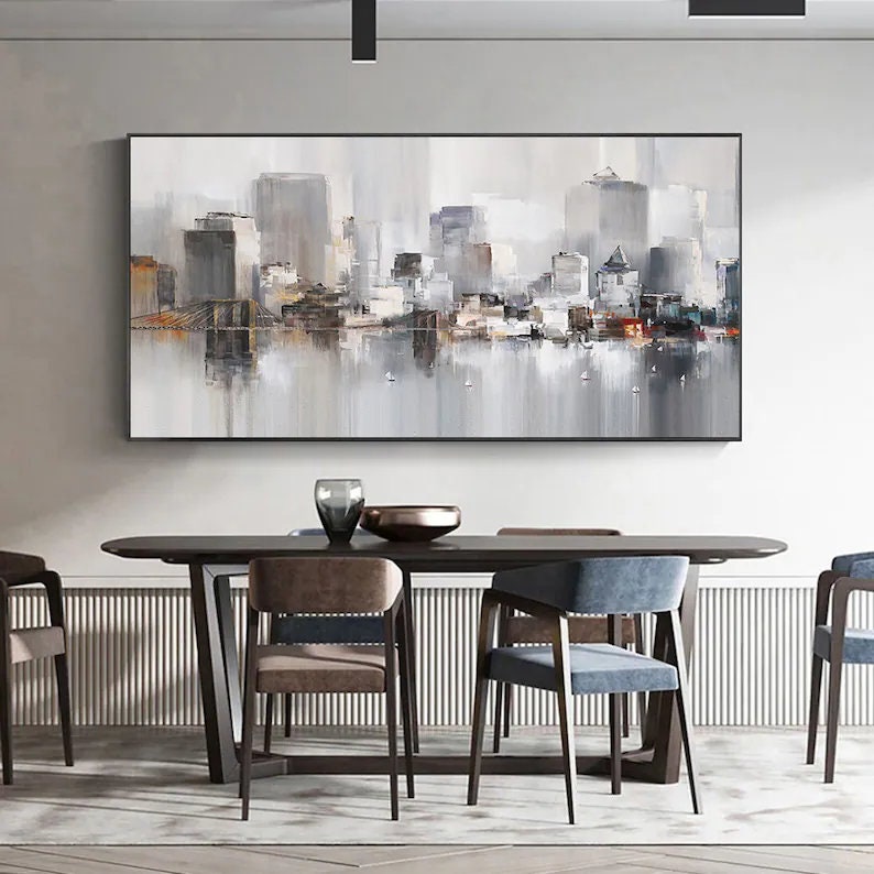 Large City Wall Art, New York City Landscape Painting, New York City ...