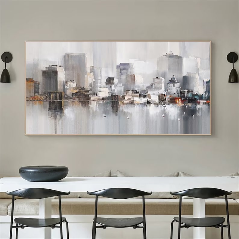 Large City Wall Art, New York City Landscape Painting, New York City ...