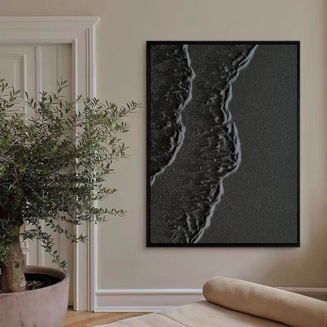 Black Abstract Wall Art Black Texture Wall Art Black Abstract Art ...