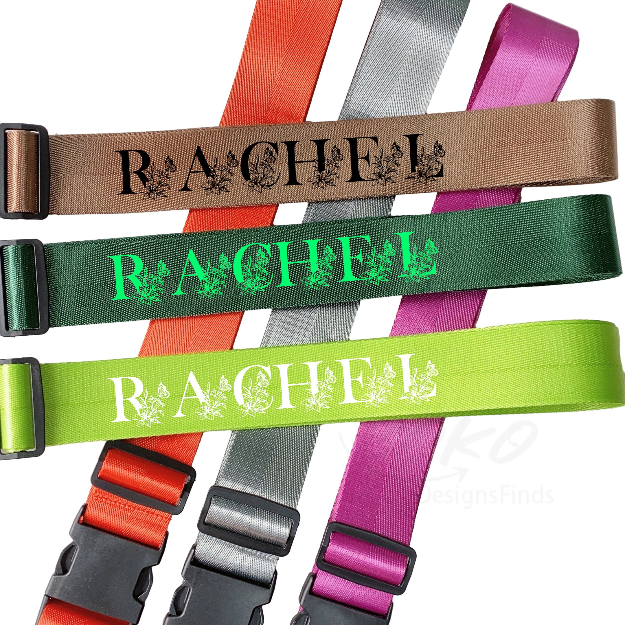 Flower Letter Luggage Straps, Personalized Monogram Luggage Strap ...