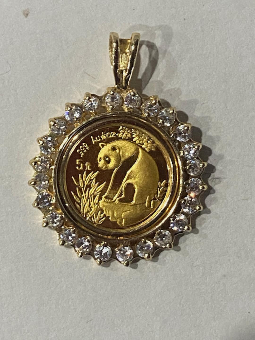 Panda Gold Coin Diamond Halo Pendant - Etsy