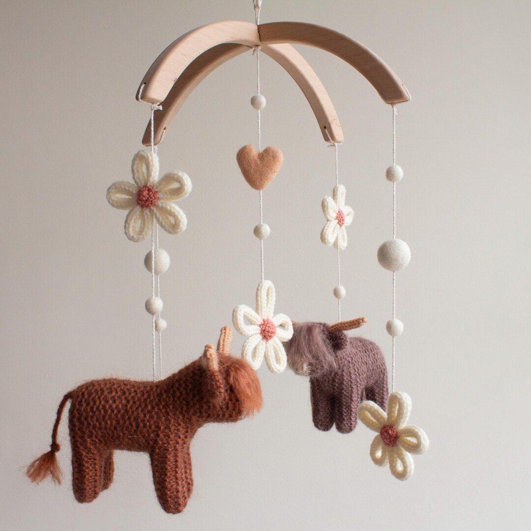 Baby Mobile Highland Cows – Boho Farm Nursery Decor - Longhorns and ...