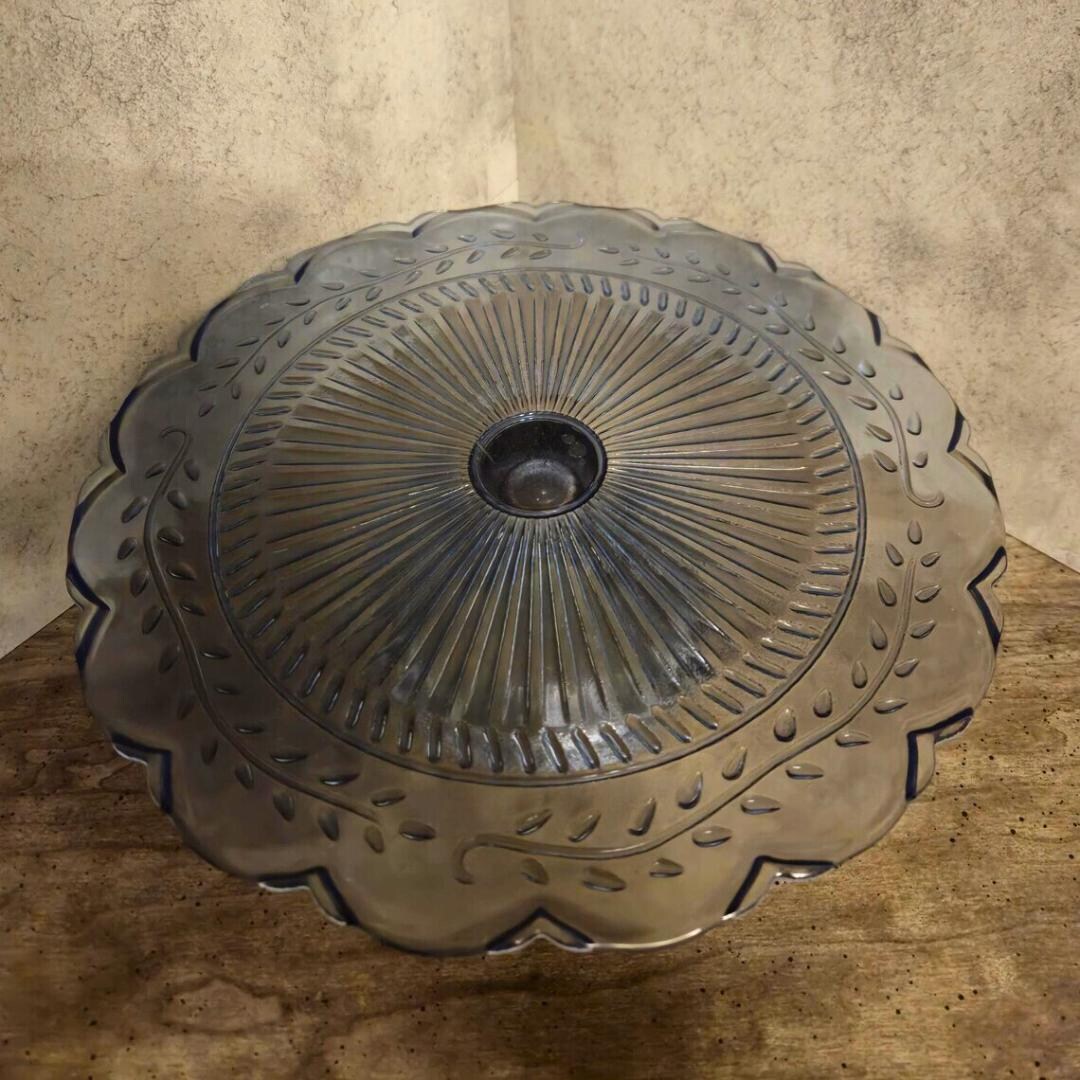 Vintage Laurel Leaf Azure Blue Pedestal Cake Plate, Blue Depression ...