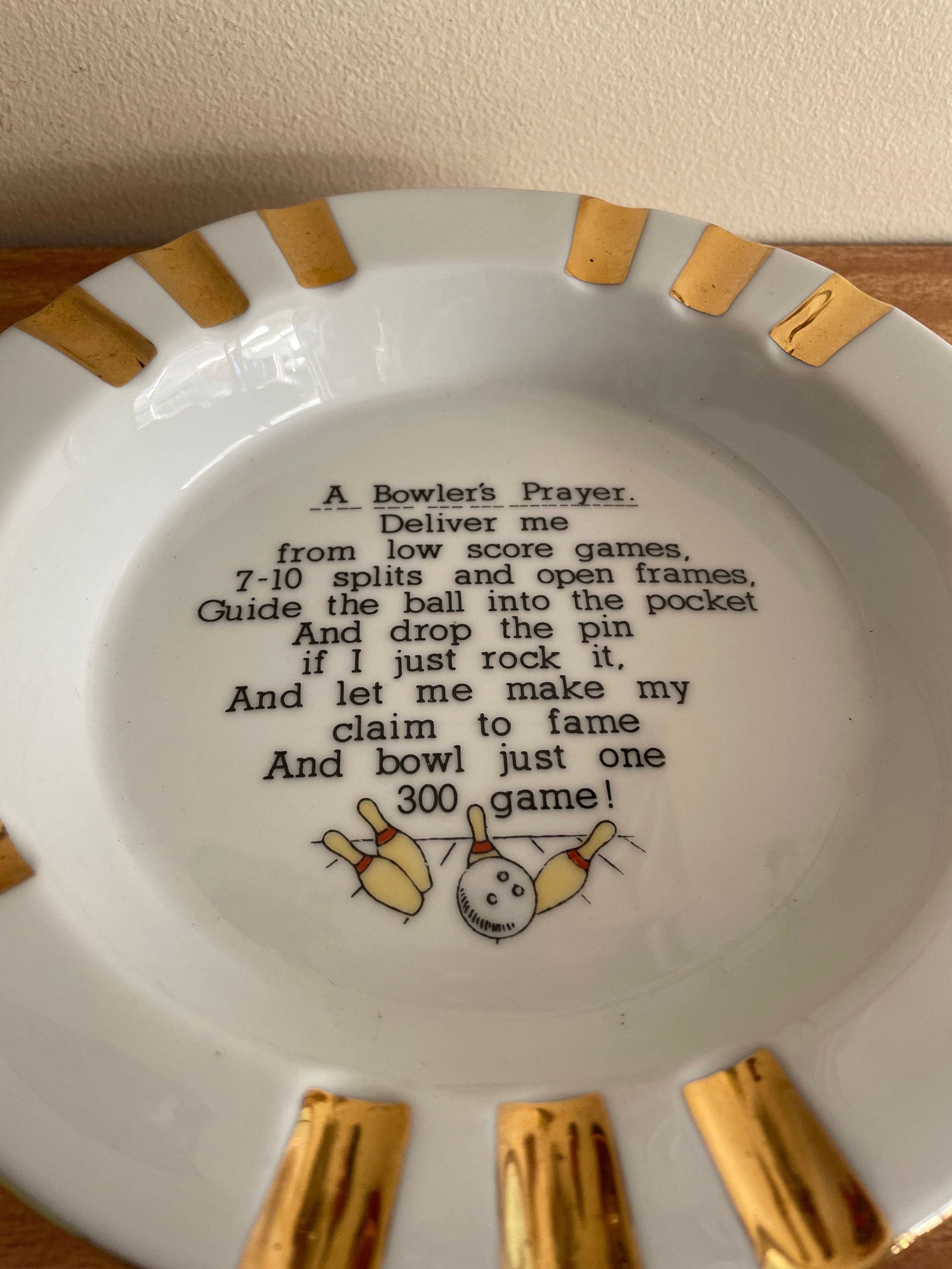 MCM Vintage 1960s Humorous Bowling Bowl or Ashtray A Bowlers Prayer ...