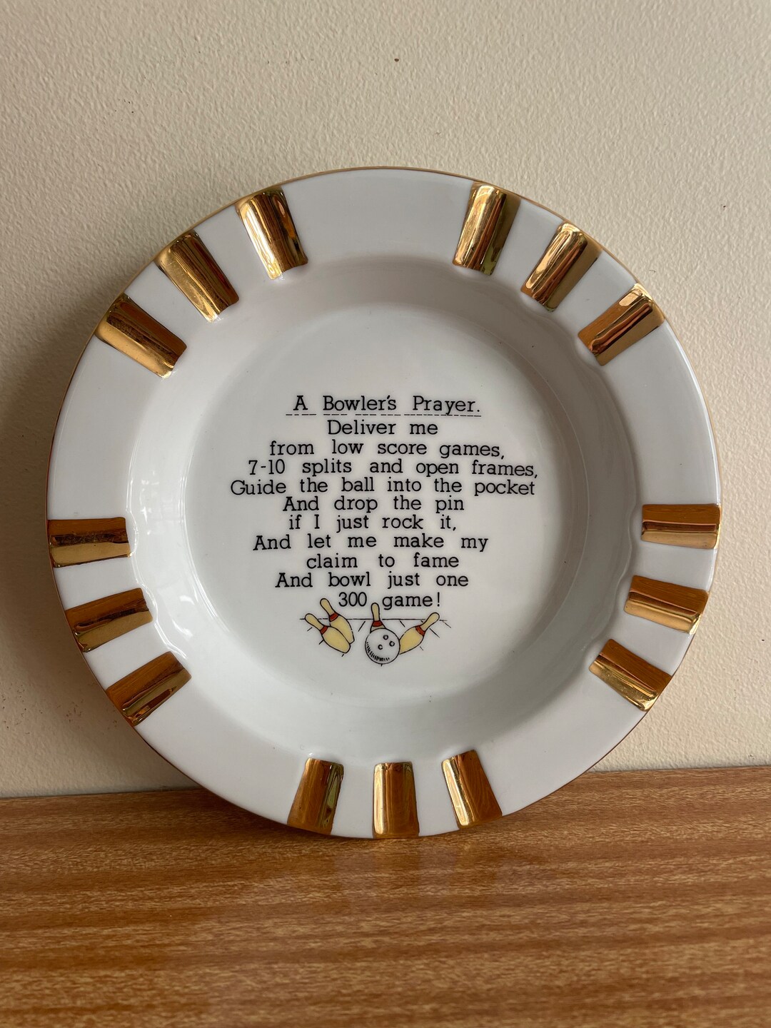 MCM Vintage 1960s Humorous Bowling Bowl or Ashtray A Bowlers Prayer ...