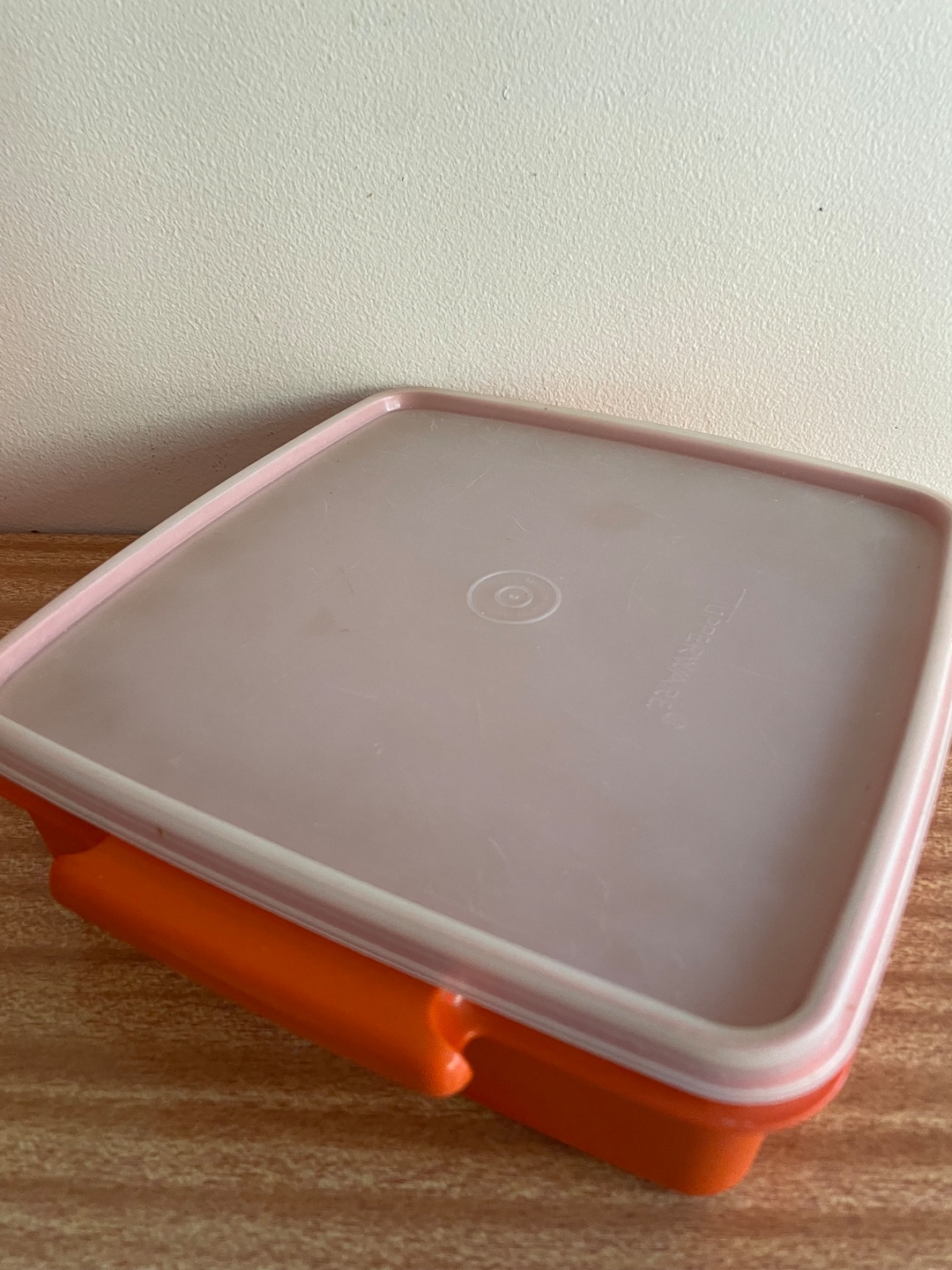 Classic Orange Tupperware Square Cake/slice Container With Clear Lid ...