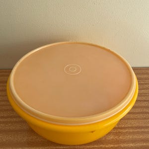 Retro Large Round Tupperware Container, Beautiful Golden Orange With ...