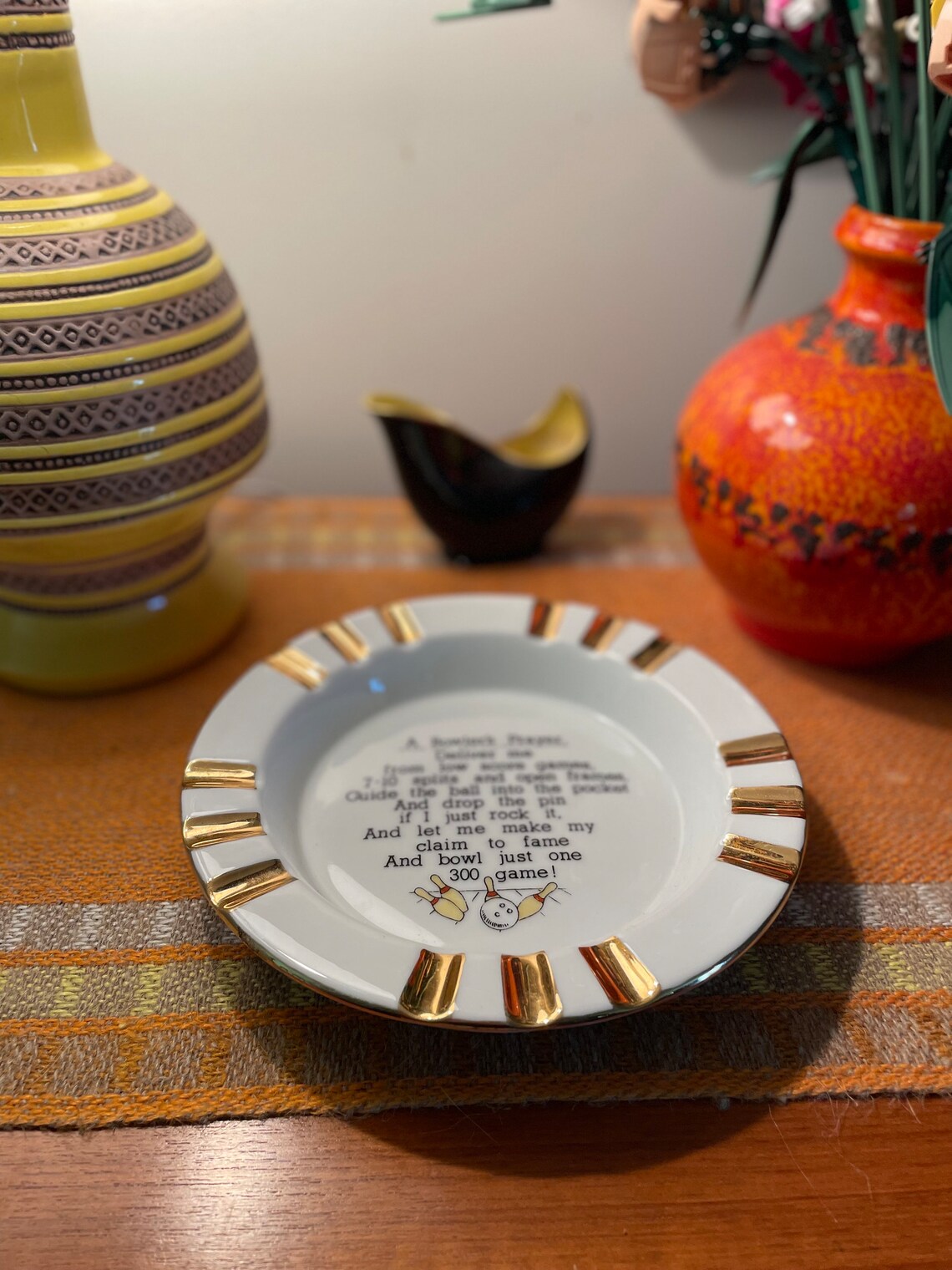MCM Vintage 1960s Humorous Bowling Bowl or Ashtray A Bowlers Prayer ...
