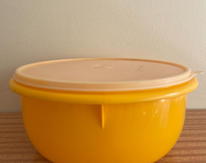Retro Large Round Tupperware Container, Beautiful Golden Orange With ...
