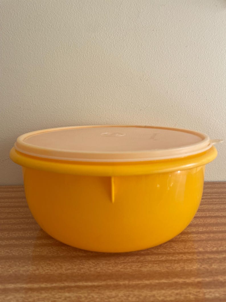 Retro Large Round Tupperware Container, Beautiful Golden Orange With ...