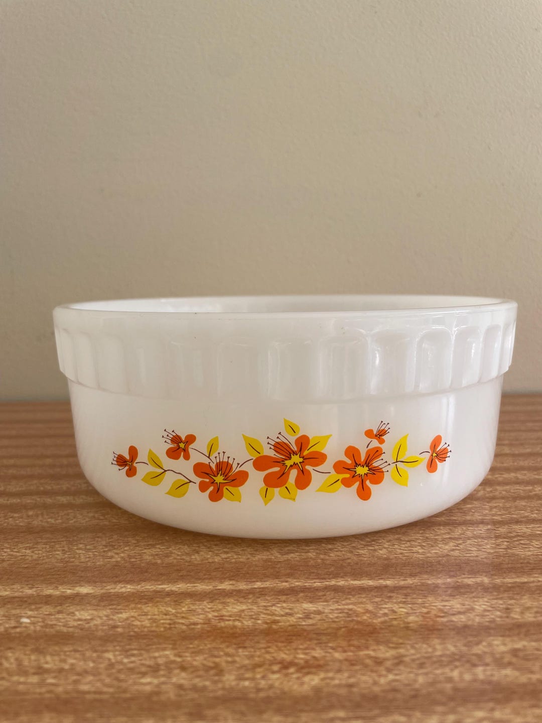 Australian Made Crown Pyrex Orange Blossom Soufflé Dish 2 Pint C 1974 ...