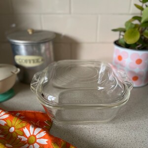 Agee Pyrex Clear Glass Square Casserole Dish With Lid - Etsy