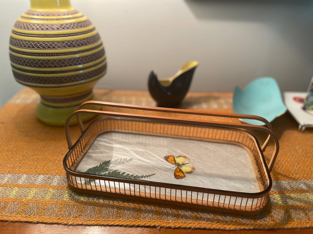Bamboo Butterfly Serving Tray With Handles - so Retro! - Etsy