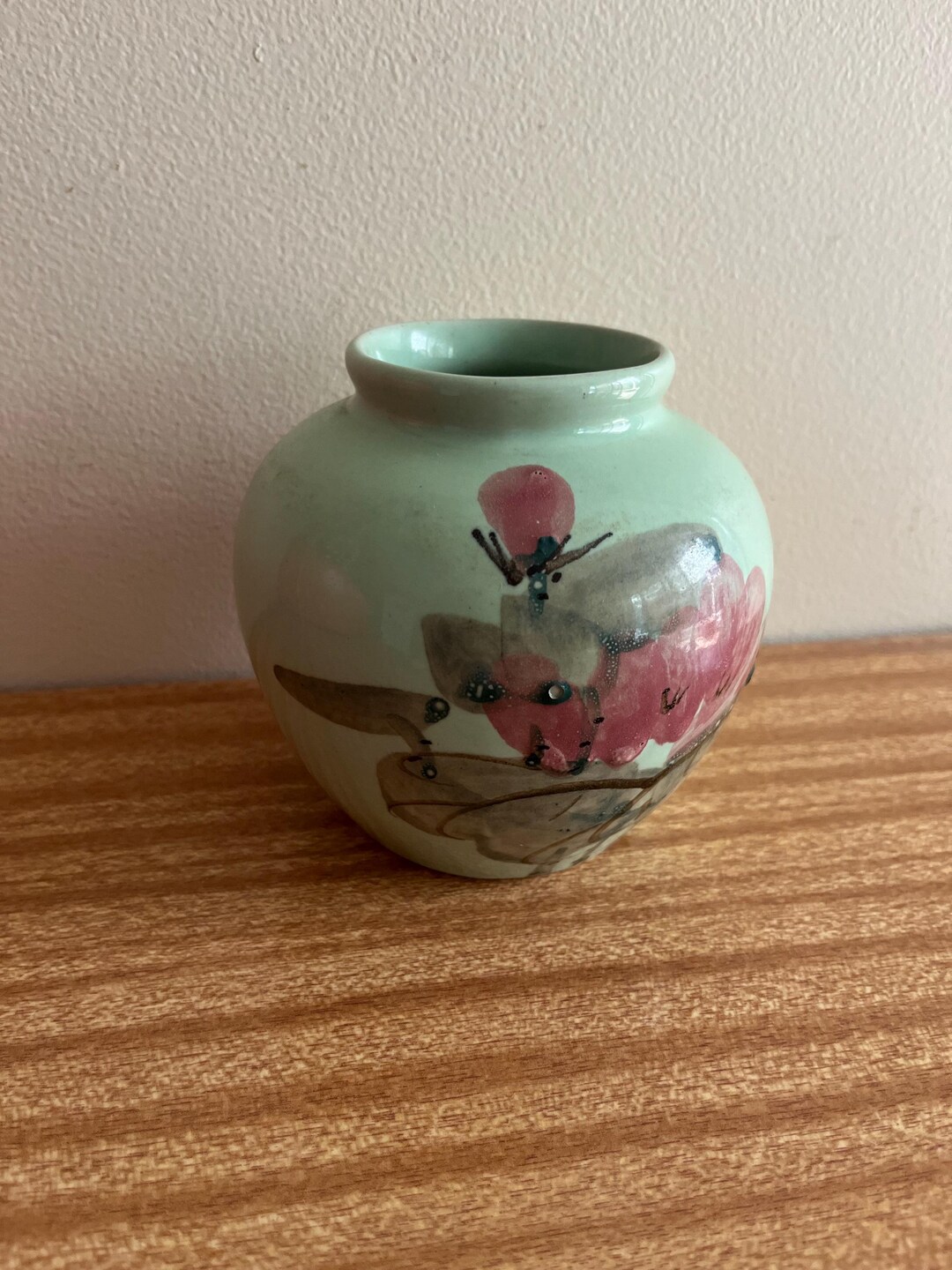 Vintage Studio Pottery Flower Pattern Vase - Etsy