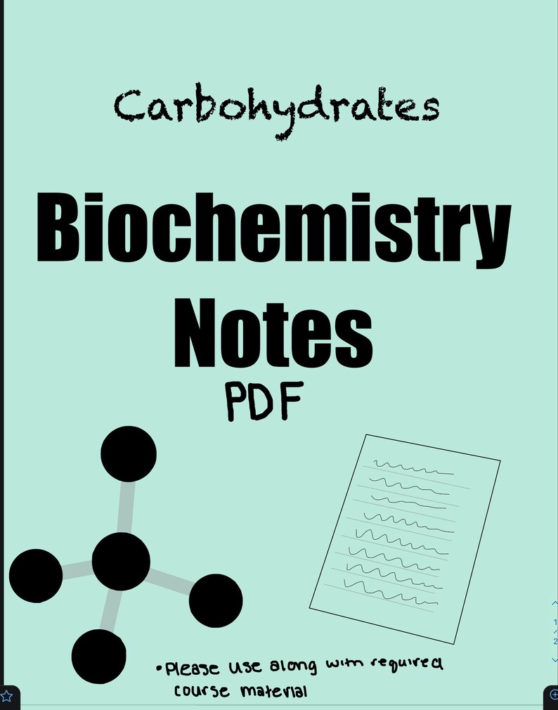Basic Biochemistry Notes on Carbohydrates (chapter 10) - Etsy