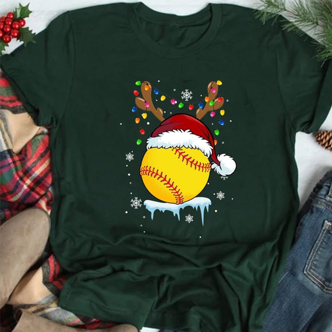 Santa Softball Christmas Shirt, Christmas Softball Shirt, Softball ...