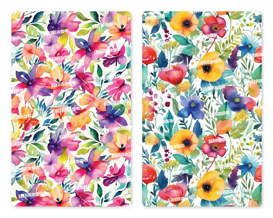 Floral Digital Paper Watercolor Flowers Seamless Pattern - Etsy